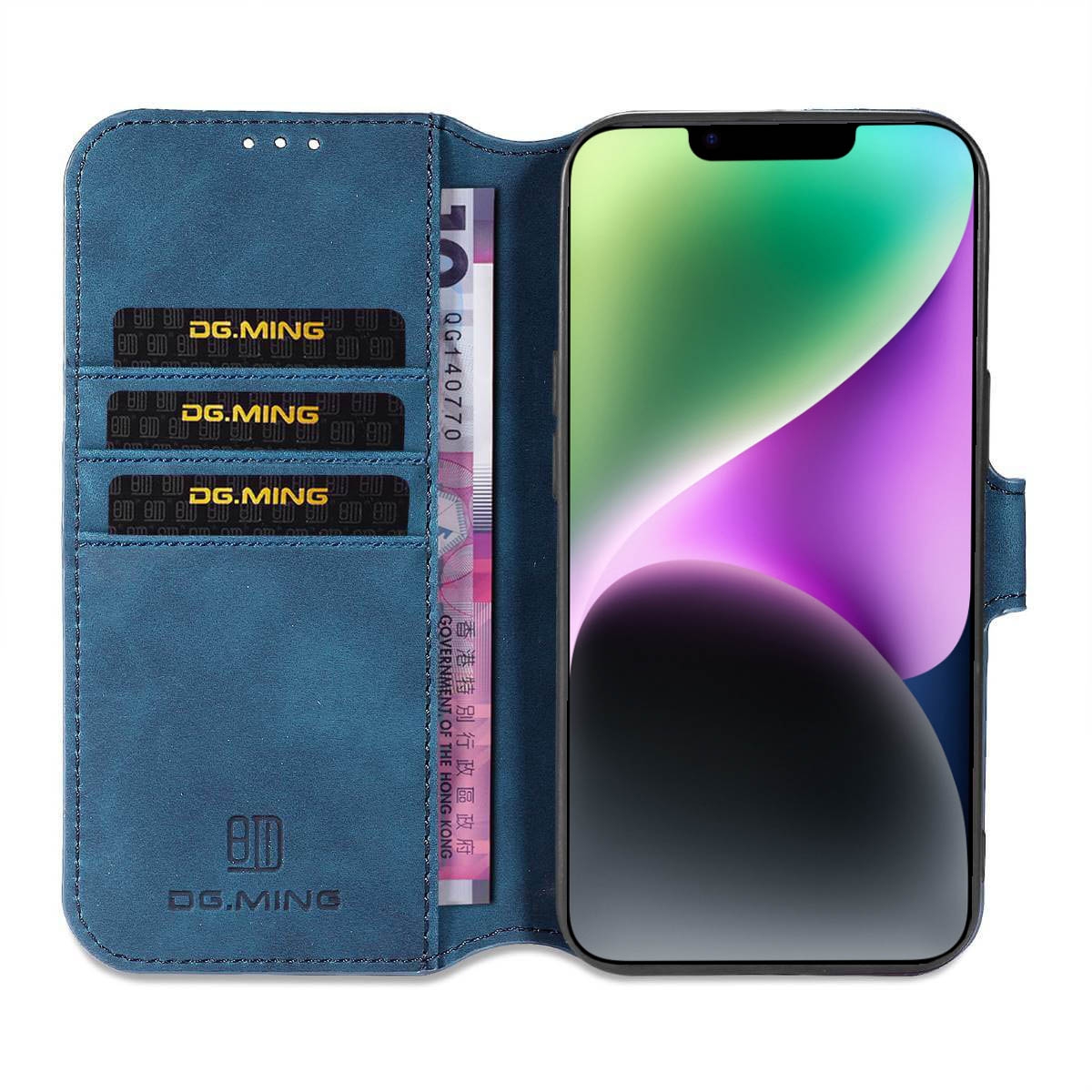 DG MING Klappbare, Bookcover, Apple, iPhone 14, Blau | SATURN
