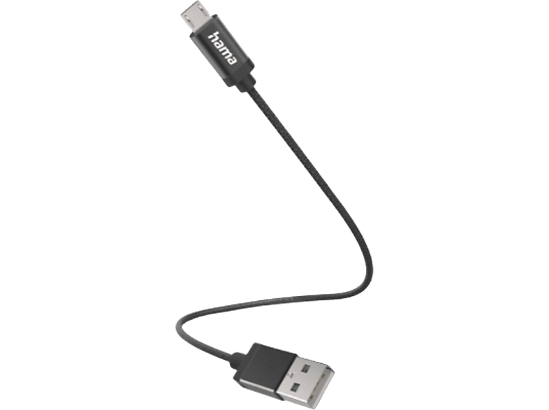 HAMA Ladekabel, USB-A | Micro-USB, 0,2 m, Nylon, Schwarz | MediaMarkt