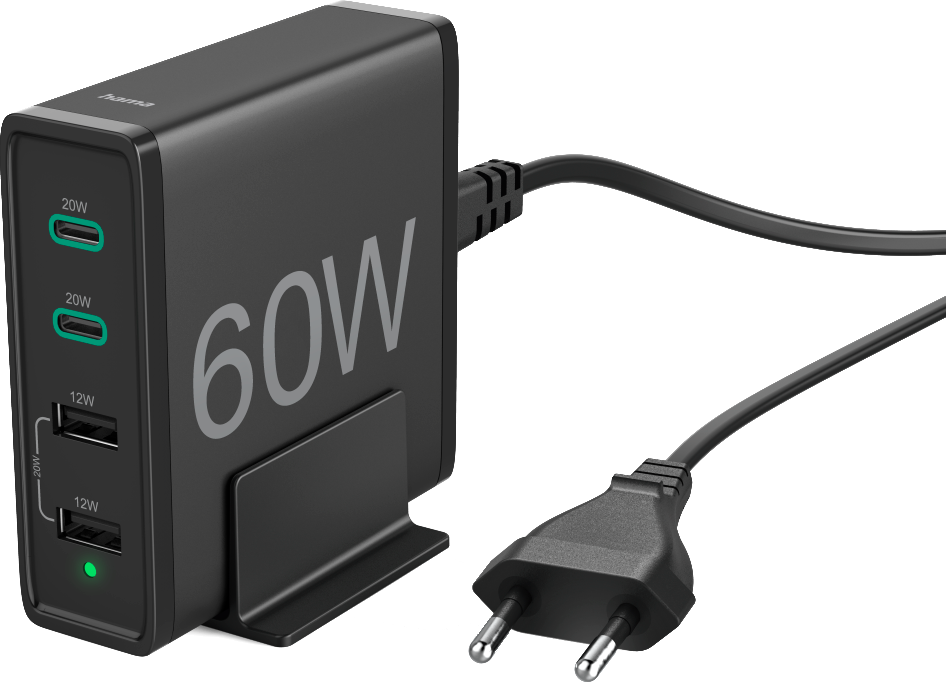 HAMA Snellader 4 poorten USB-A / USB-C 60 W (00201628)