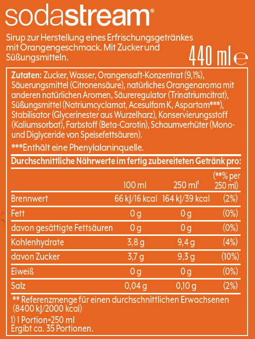 SODASTREAM Orange Sirup 440ml | MediaMarkt