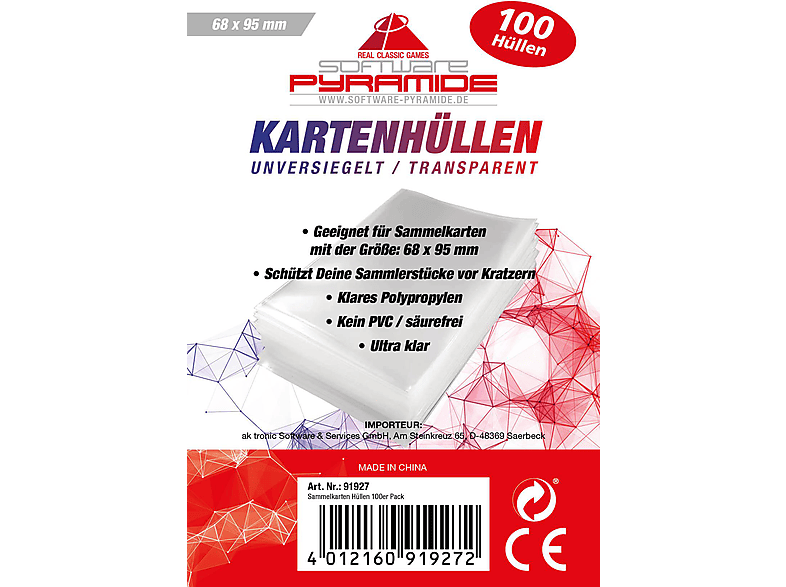 SOFTWARE PYRAMIDE Ultra Pro Sammelkarten Hüllen 100er Pack Sammelhüllen ...