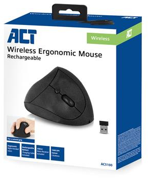 ACT Verticale ergonomische muis draadloos Zwart (AC5100) Draadloze muis ...