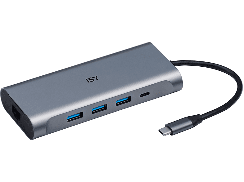 ISY IAD 1025-1 USB-C 6-in-1 Multiport-Adapter, Silber Aluminium | SATURN
