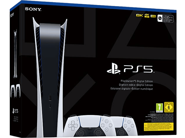 Consola | Sony PS5 Digital Edition, 825 GB, 4K HDR, Blanco + 1 Mando ...