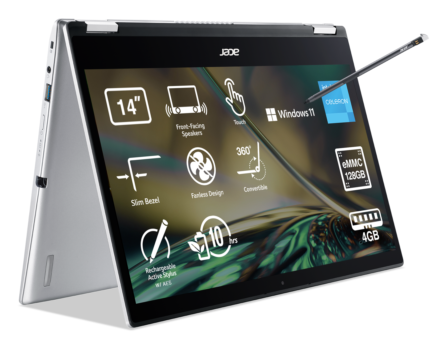 Convertible 2 en 1 | Acer SP114-31N, 14" Full HD, Intel® Celeron® N5100 ...