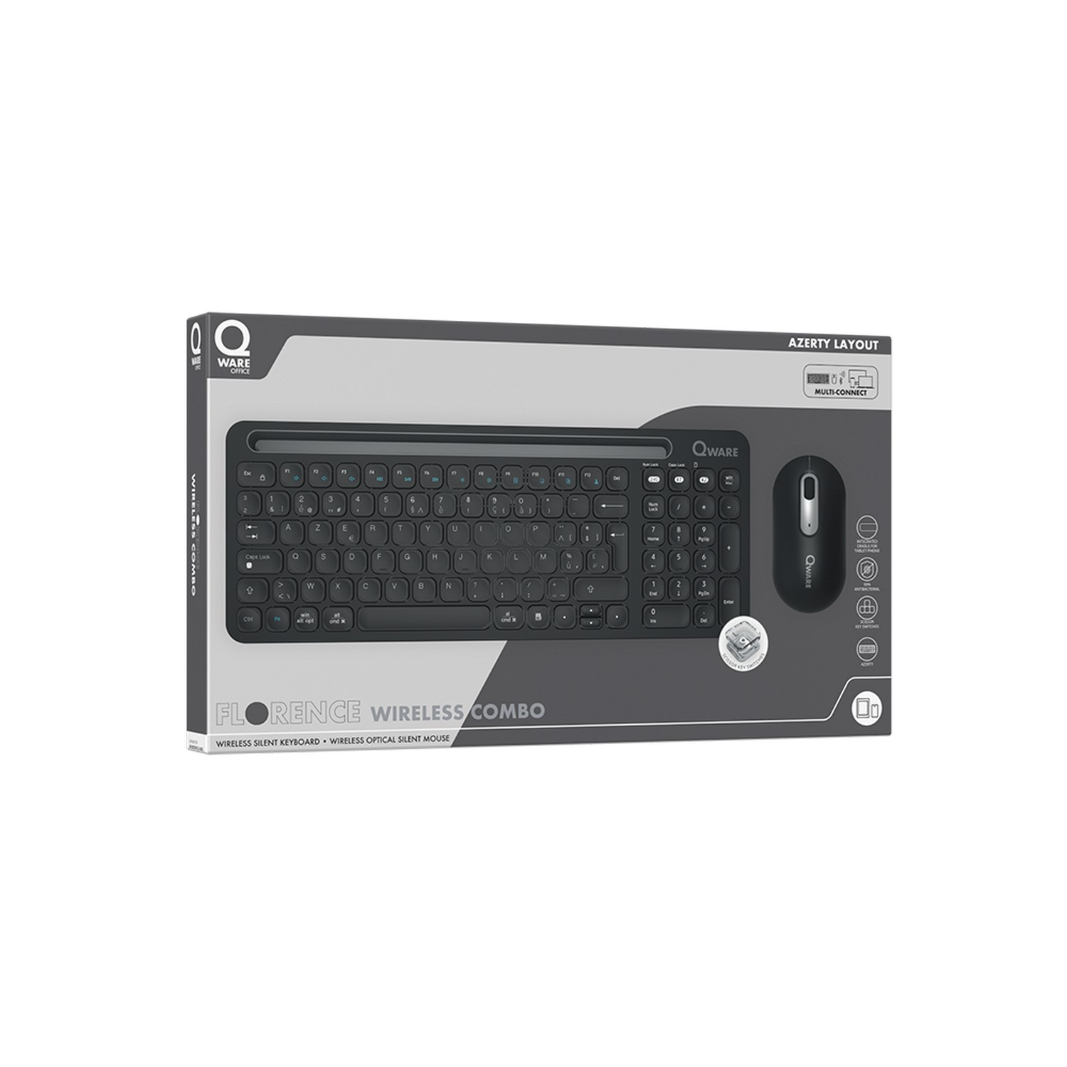 QWARE Clavier sans fil + souris Florence AZERTY (PCB-398BL)