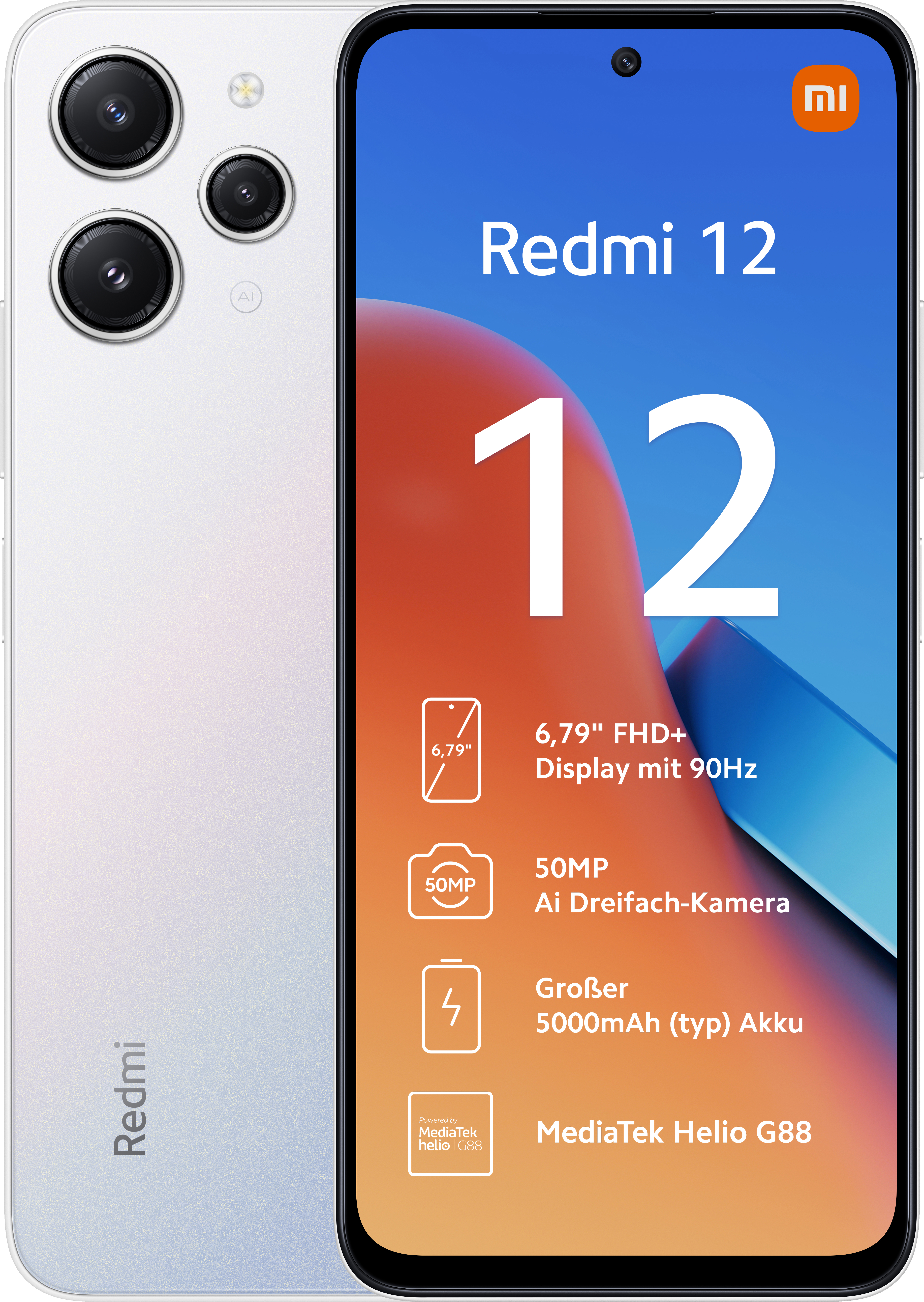 XIAOMI Redmi 12 128 GB Polar Silver Dual SIM Smartphone | 128 - Polar ...