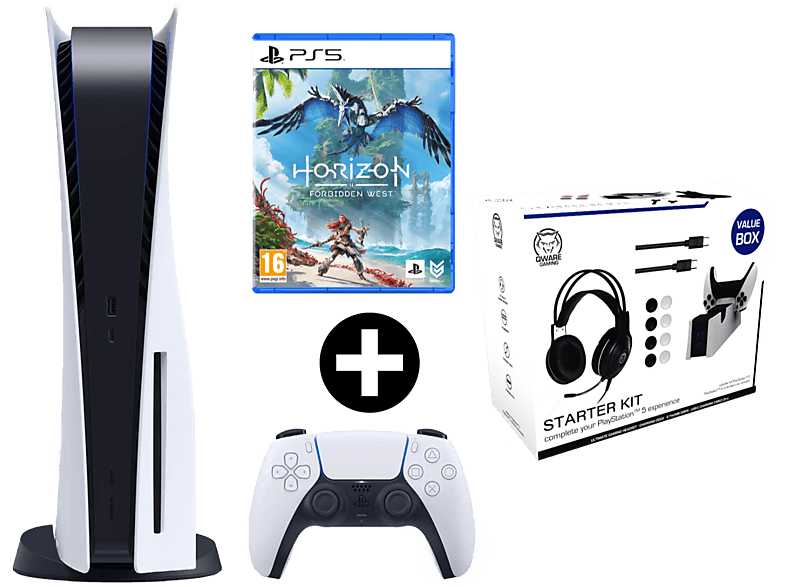 SONY PlayStation 5 Disk Edition + Horizon: Forbidden West + Qware Gaming PS5 Starterkit Bundel ...