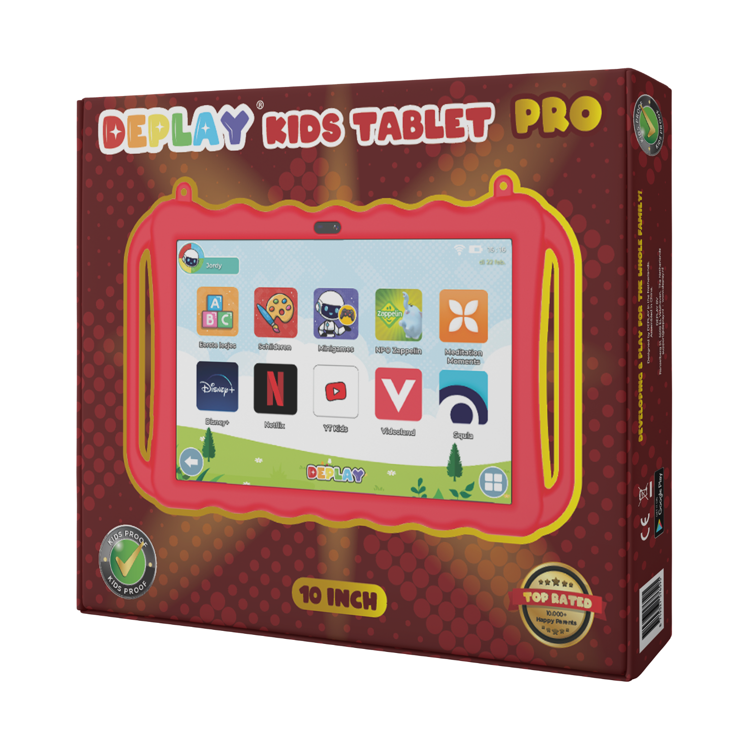 DEPLAY Kids Tablet PRO | 10 inch - 128 GB - Rood - Wifi + 4G (LTE ...