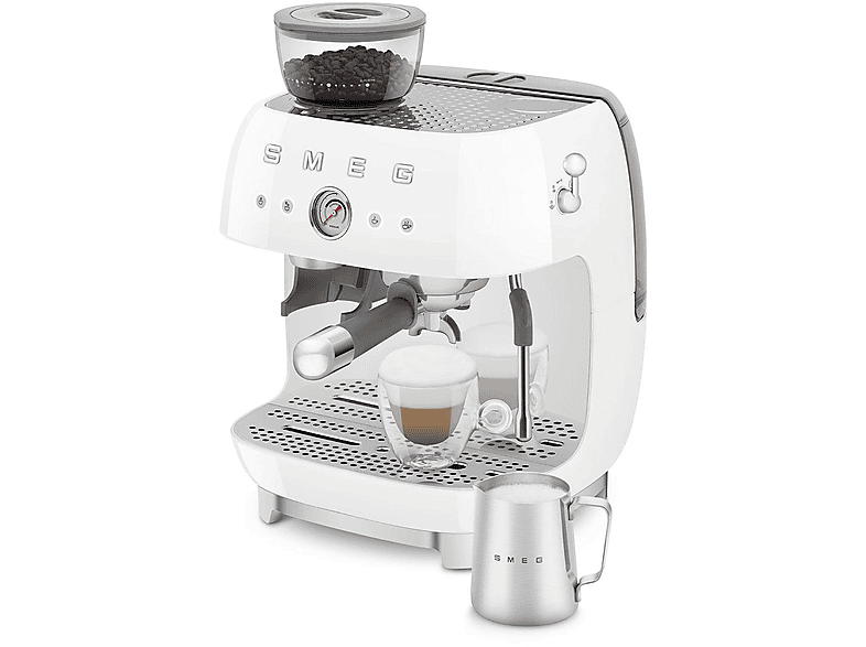 SMEG EGF 03 WHEU 50's Style Espressomaschine mit Siebträger (Weiß ...