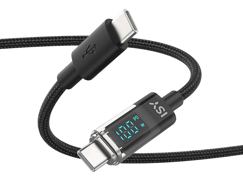 ISY USB-C-kabel | USB-C met LED scherm 2 m Zwart (IUC-8000) | MediaMarkt