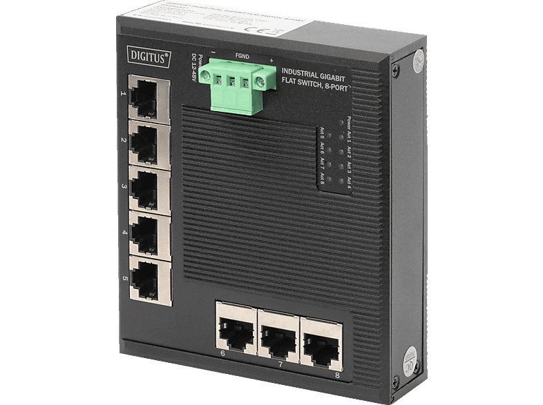 DIGITUS DN-651127 Industrial 8-Port Gigabit Flat Switch, Schwarz ...