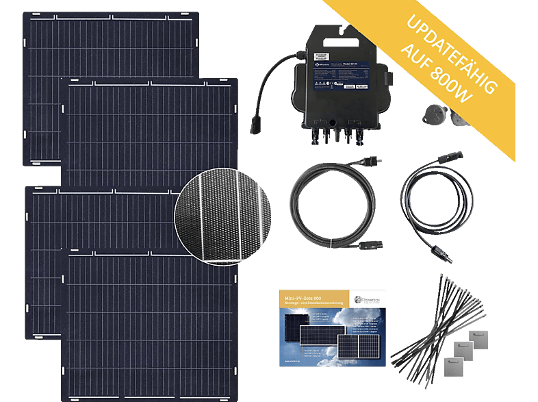OSNATECH Mini-PV-Set Complete 600 Flex 150W-4 "Balkonkraftwerk" Balkon ...