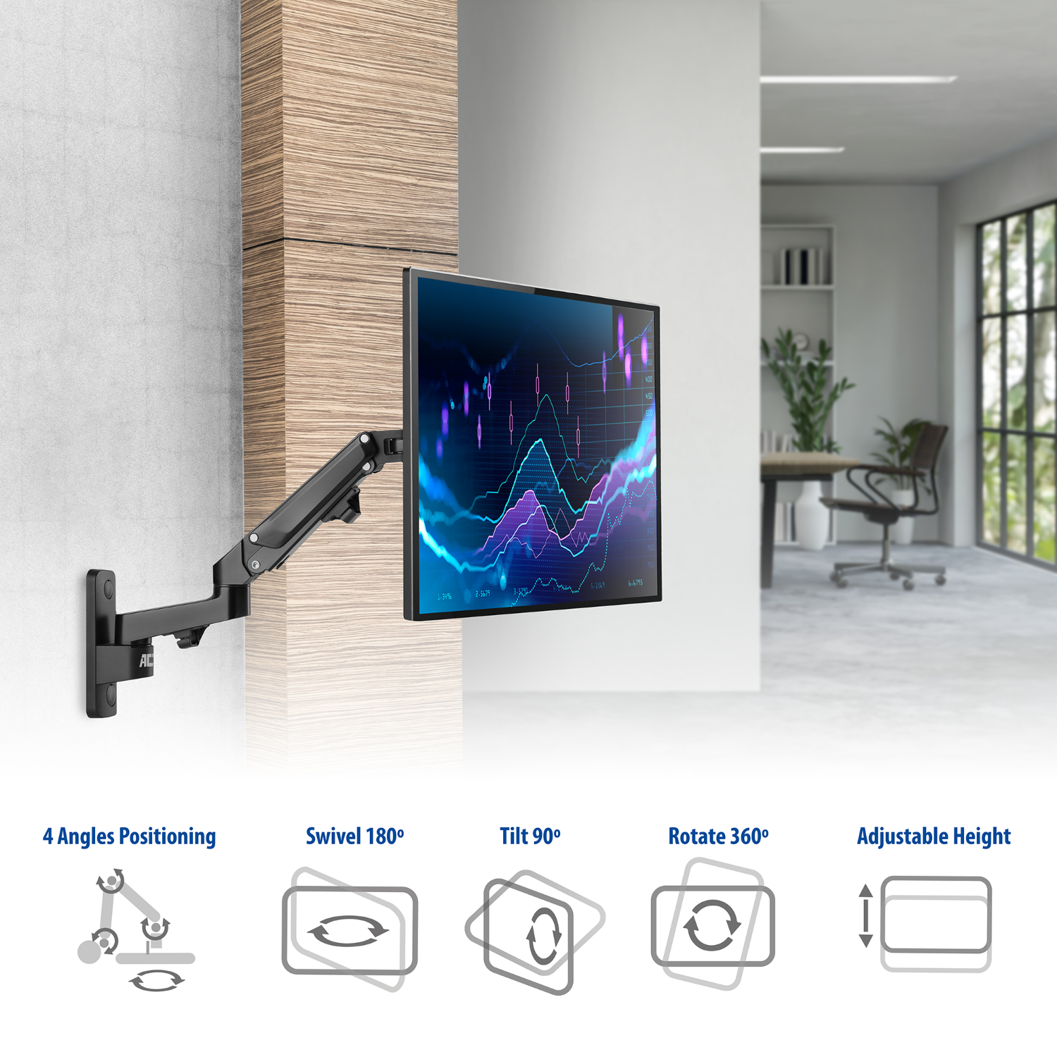 ACT Monitorarm, muurbeugel met gasveer, 1 scherm | MediaMarkt