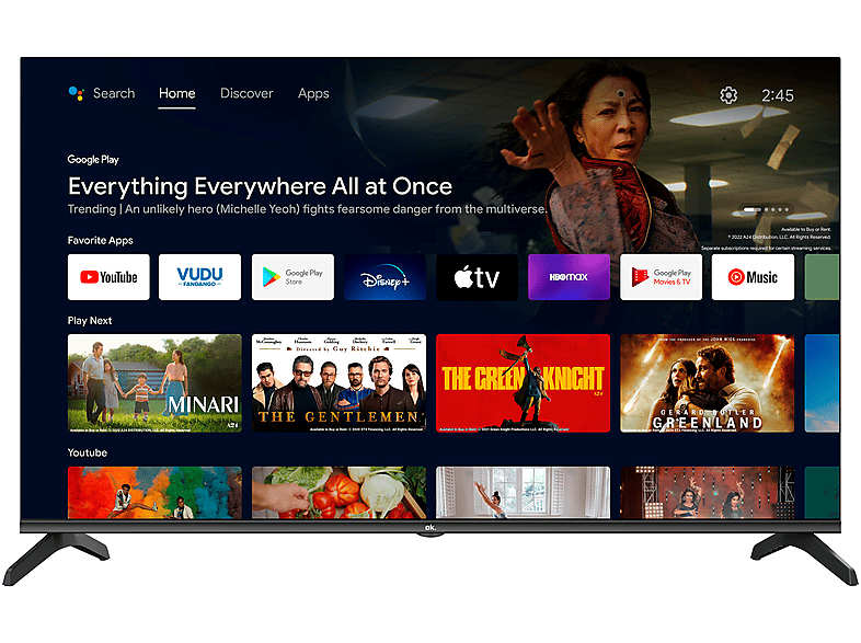 OK. OTV 43AQU-5023C QLED UHD TV (Flat, 43 Zoll / 180 cm, QLED 4K, SMART TV, Android TV) | MediaMarkt