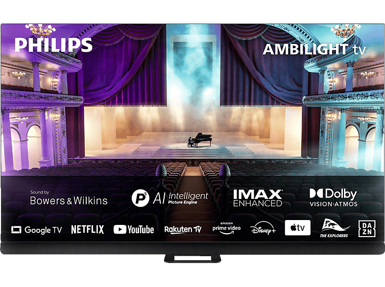 PHILIPS 65OLED908/12 OLED TV (Flat, 65 Zoll / 164 cm, UHD 4K, SMART TV, Ambilight, Google TV 12 ...