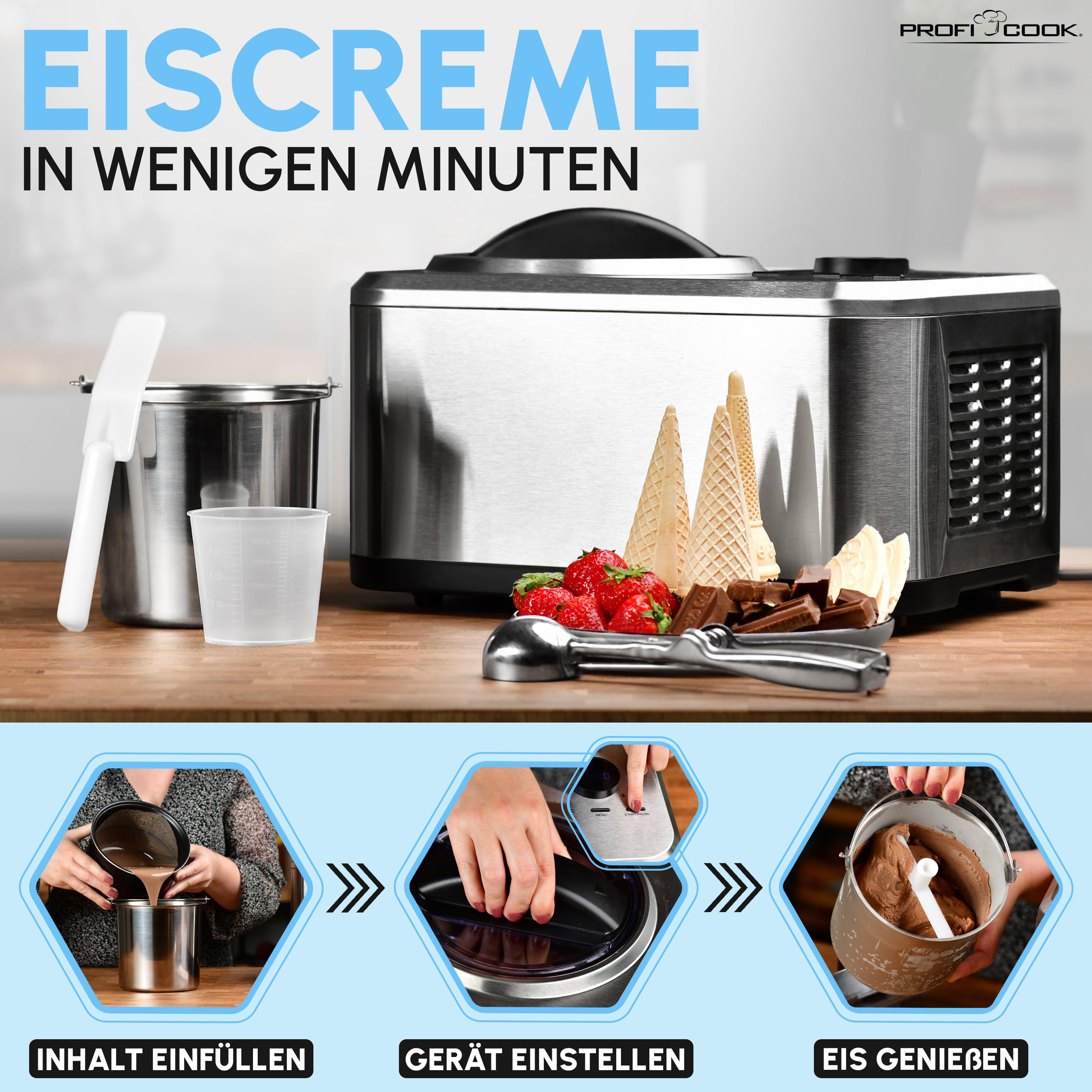 PROFI COOK PC-ICM 1268 Eiscreme-/Joghurt-Maker (150 Watt, , Silber ...