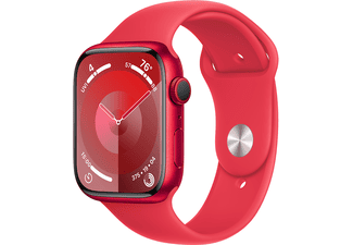 APPLE Watch Series 9 GPS, 45mm, piros alumíniumtok, piros sportszíj, M ...