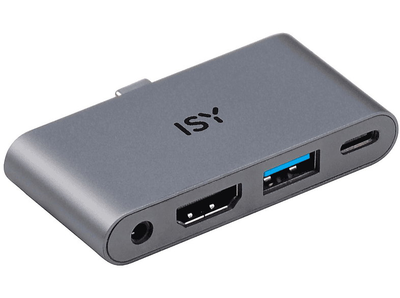 ISY IAD 1019-1 4-in-1 USB-C Multiport-Adapter, Aluminium Grau | SATURN