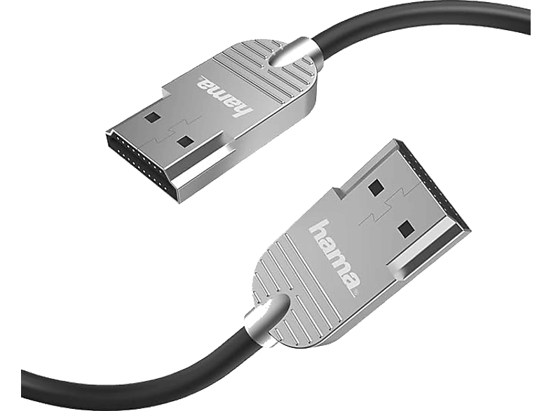 Cable HDMI | Hama Ultra-Slim, Tipo-A, 1m, PC-TV, Ultra HD 4K, Plata