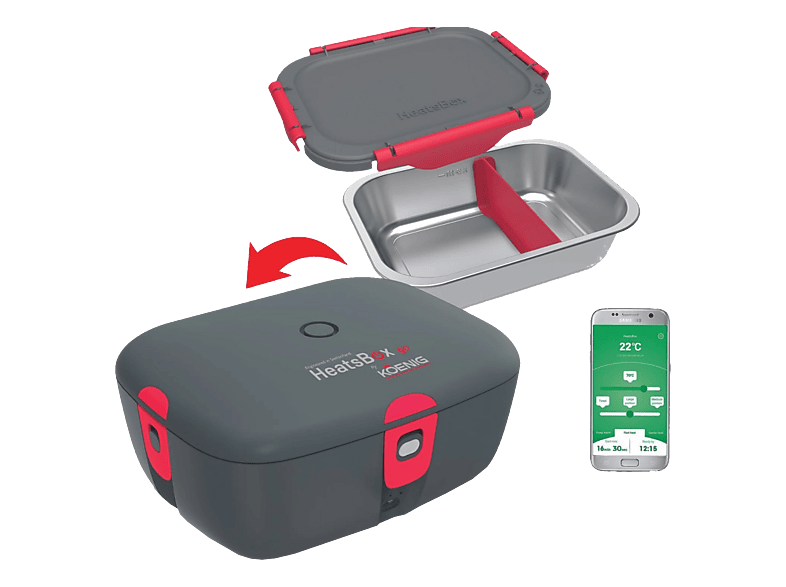 KOENIG B00149 HeatsBox Go | Lunchbox (Grau/Rot) | MediaMarkt