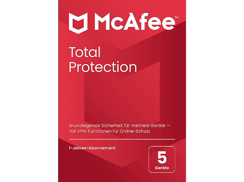 McAfee Total Protection 5 Geräte, 1 Jahr, Code in einer Box | [PC, iOS ...