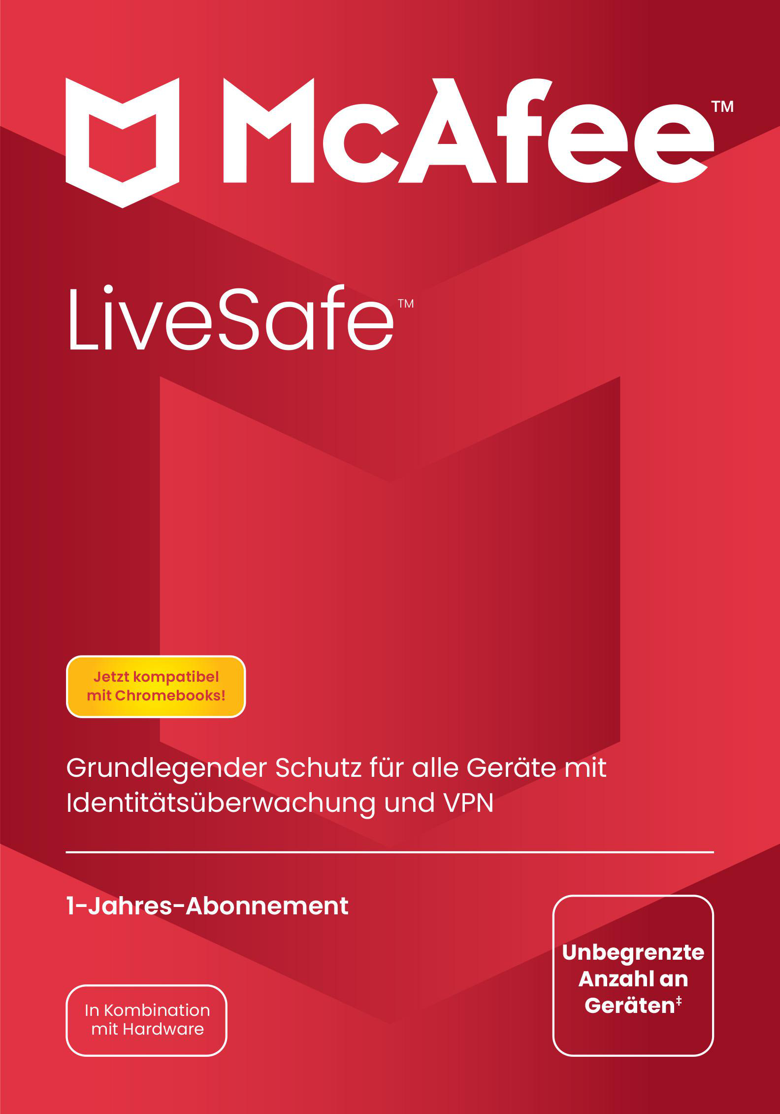 McAfee LiveSafe Attach für alle Geräte in einem Haushalt, 1 Jahr, Code in einer Box | (Windows ...