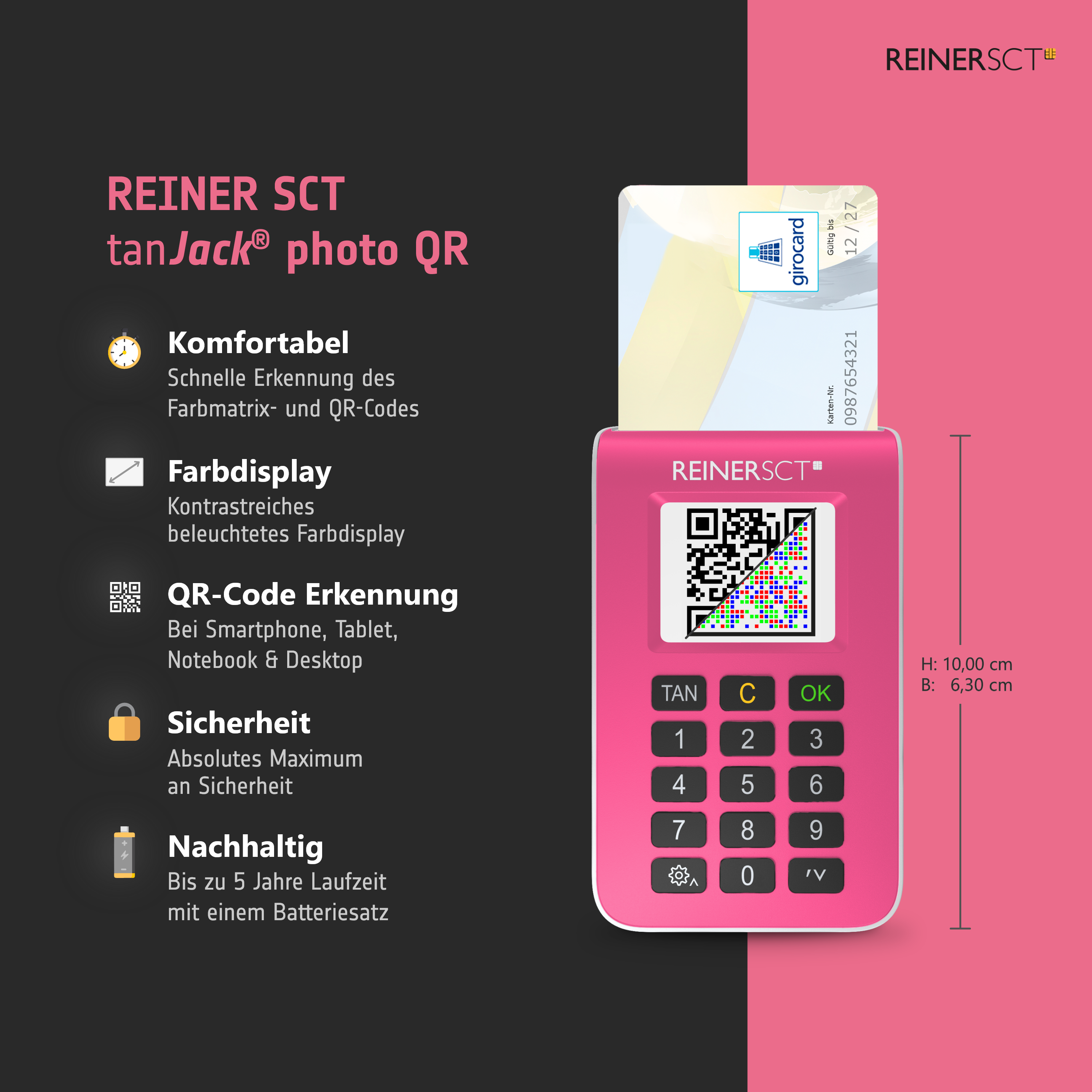 REINER SCT REINER SCT tanJack photo QR TAN-Generator Pink TAN-Generator ...