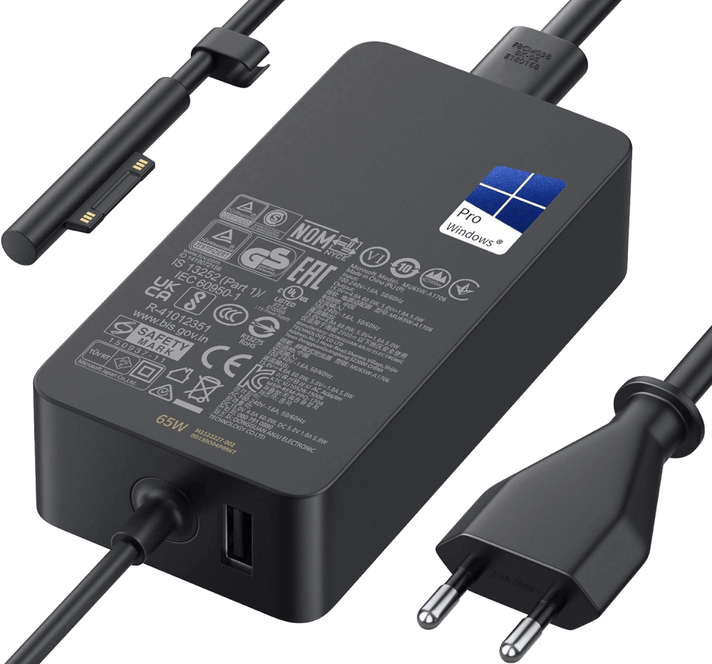 Cargador para portátil | Microsoft Surface Pro, 65W, USB, Negro ...