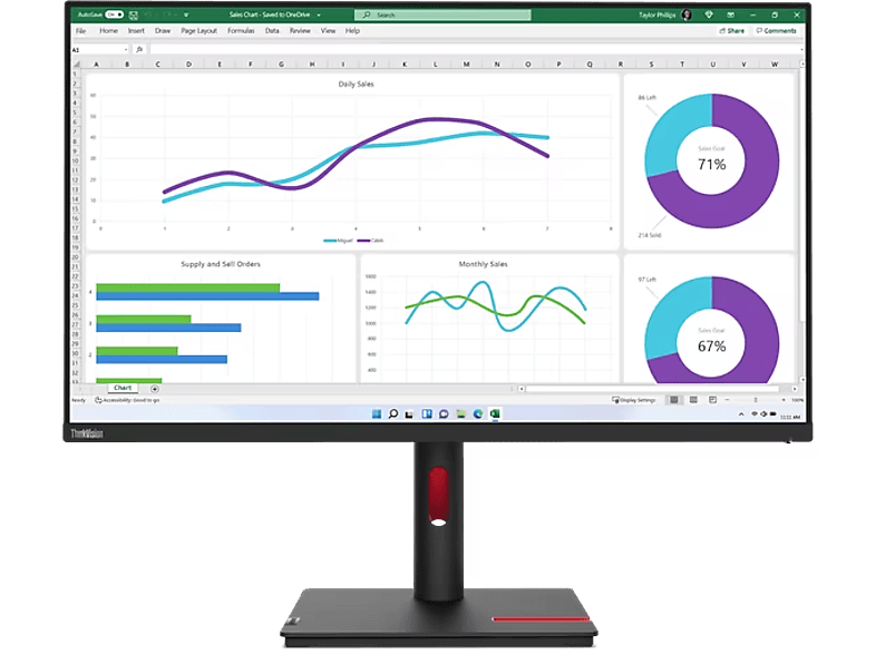 LENOVO ThinkVision T32h-30 31,5 Zoll Monitor for Business, WQHD, 6 ms ...