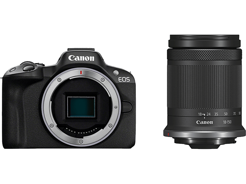 CANON EOS R50 Systemkamera Schwarz mit Objektiv RF-S 18-150mm f3.5-6.3 ...