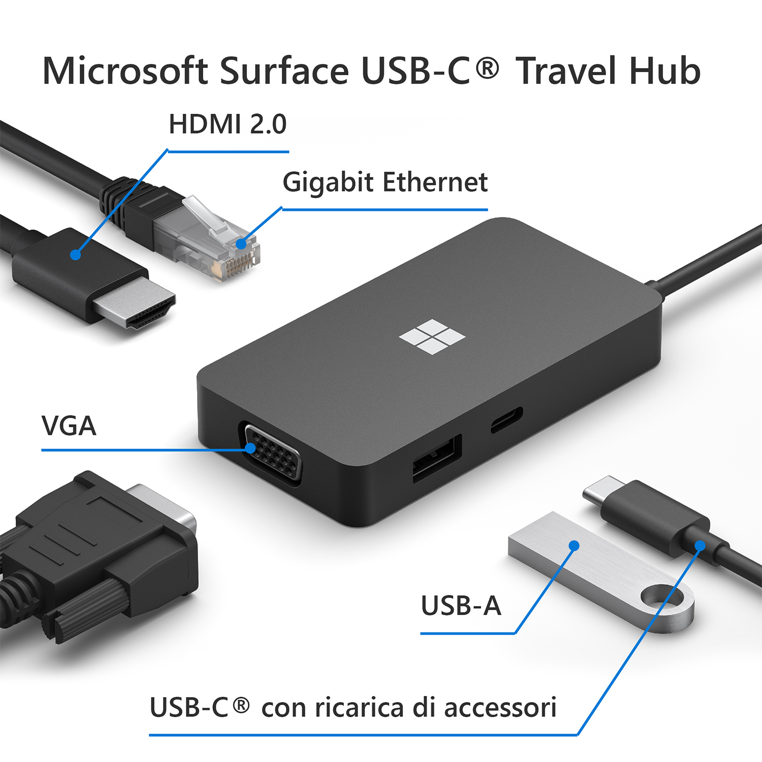 MICROSOFT HUB PORTATILE Surface USB-C Travel Hub | MediaWorld.it
