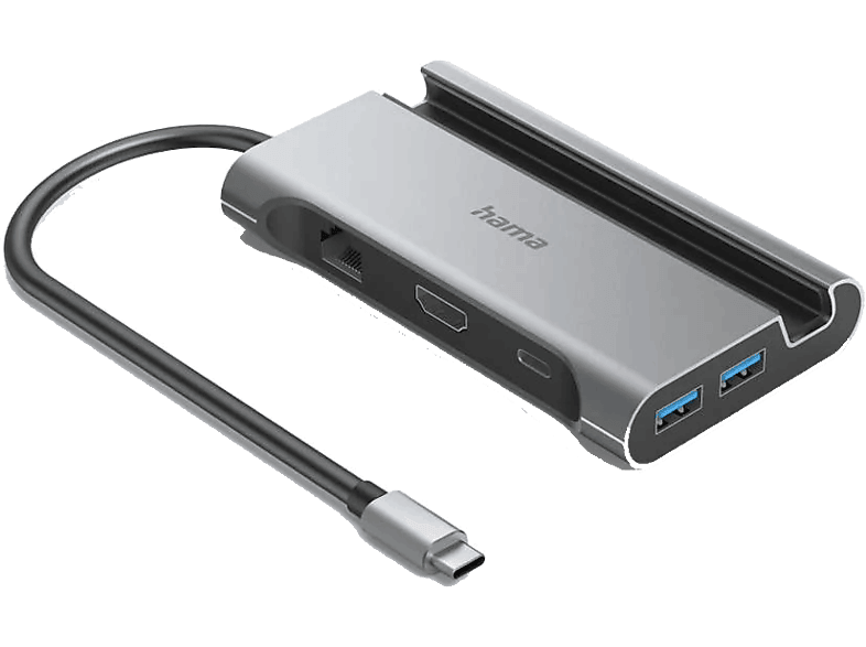 Hub | Hama 00200143, 7 puertos, 1 Gbit/s, Gris