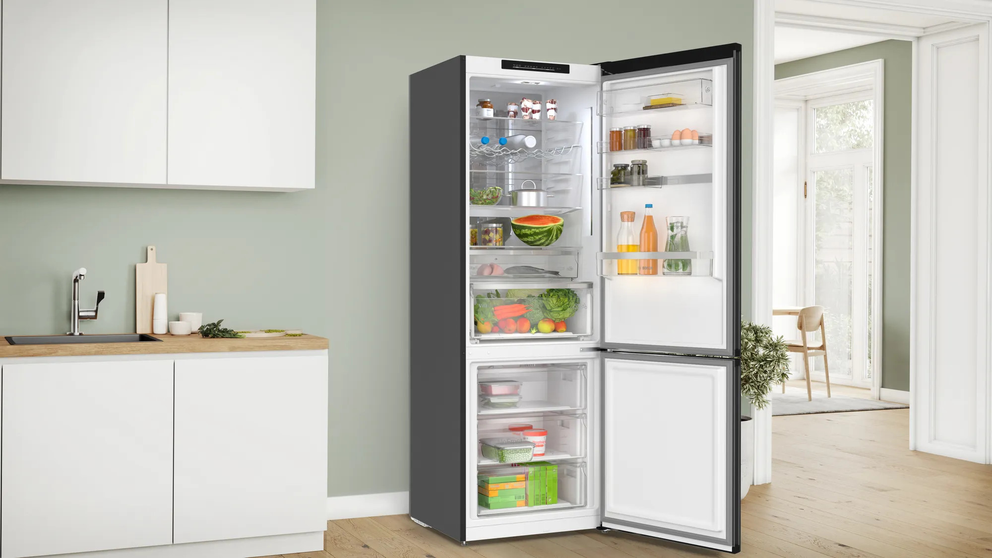 Lodówka BOSCH KGN49LBCF Serie 6 203cm Czarny Total No Frost | MediaMarkt