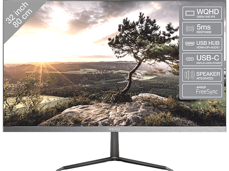 PEAQ PMO S323-IQSC 32 " WQHD Monitor (5 ms Reaktionszeit, 60 Hz ...