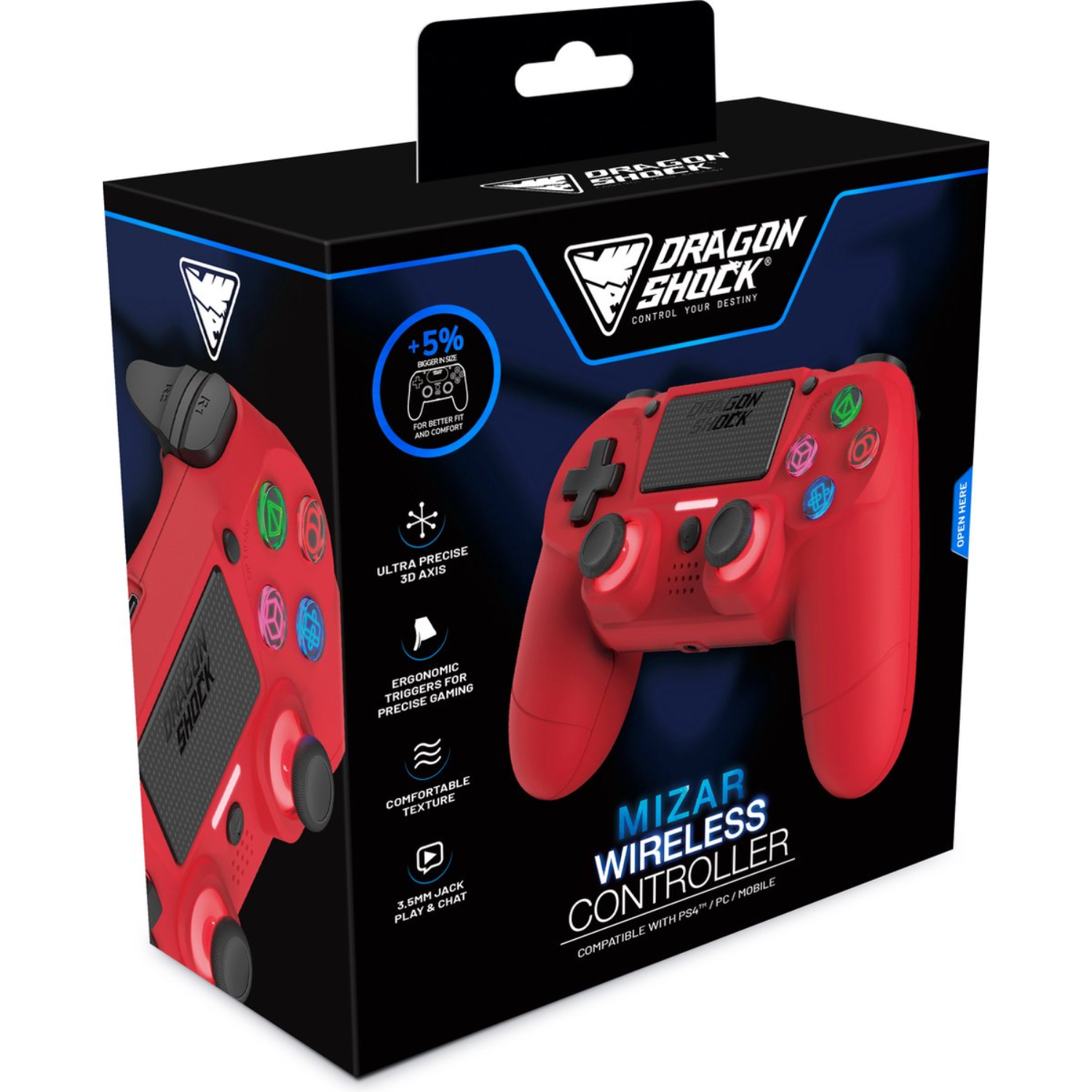 DRAGONSHOCK Mizar | Draadloze Controller Rood | MediaMarkt