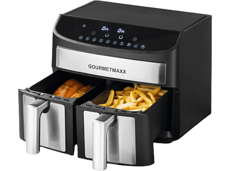 GOURMETMAXX 11339 Doppelkammer-Heißluftfritteuse 7 l, 2400 Watt, Schwarz | MediaMarkt