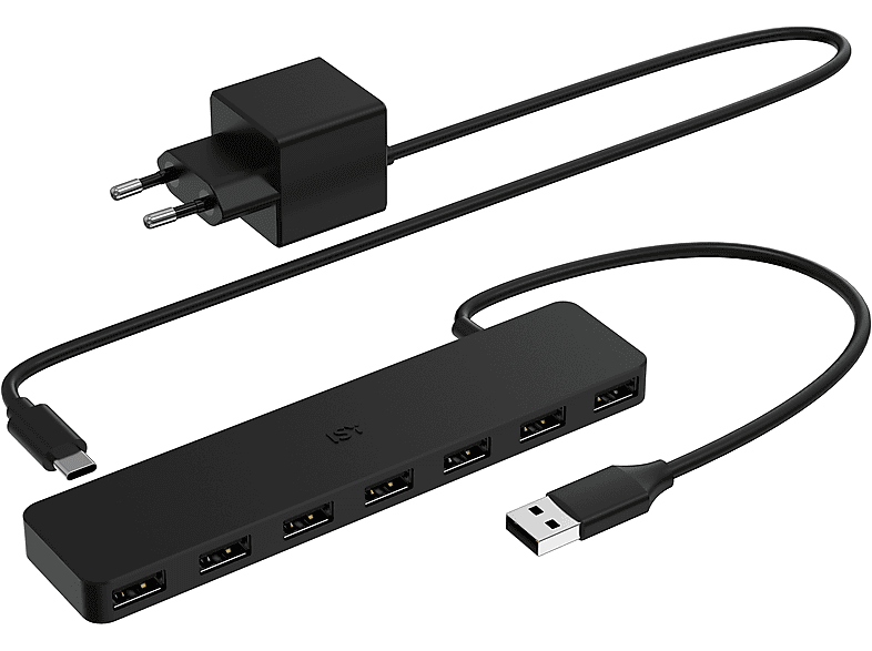 ISY IHU 3002 7-Port, USB Hub, Schwarz | SATURN