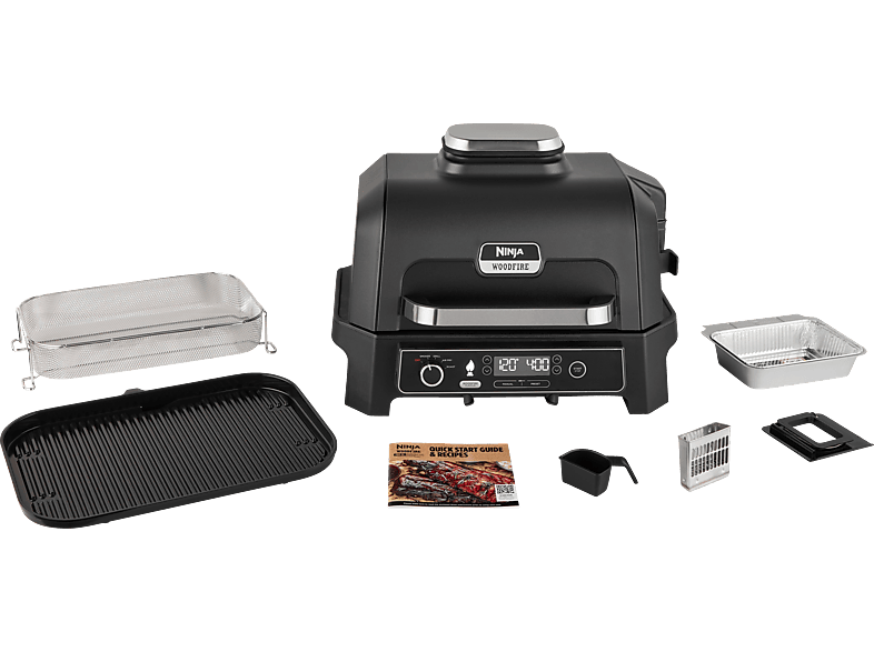 NINJA OG850 EU Woodfire Pro XL Elektrogrill, Grau/Schwarz (1700 Watt ...