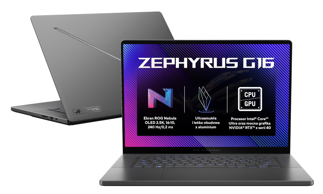 Laptop ASUS ROG Zephyrus G16 (2024) GU605MI-QR076W 2.5K i7-155H/32GB/1TB SSD/RTX4070 8GB/Win11H ...