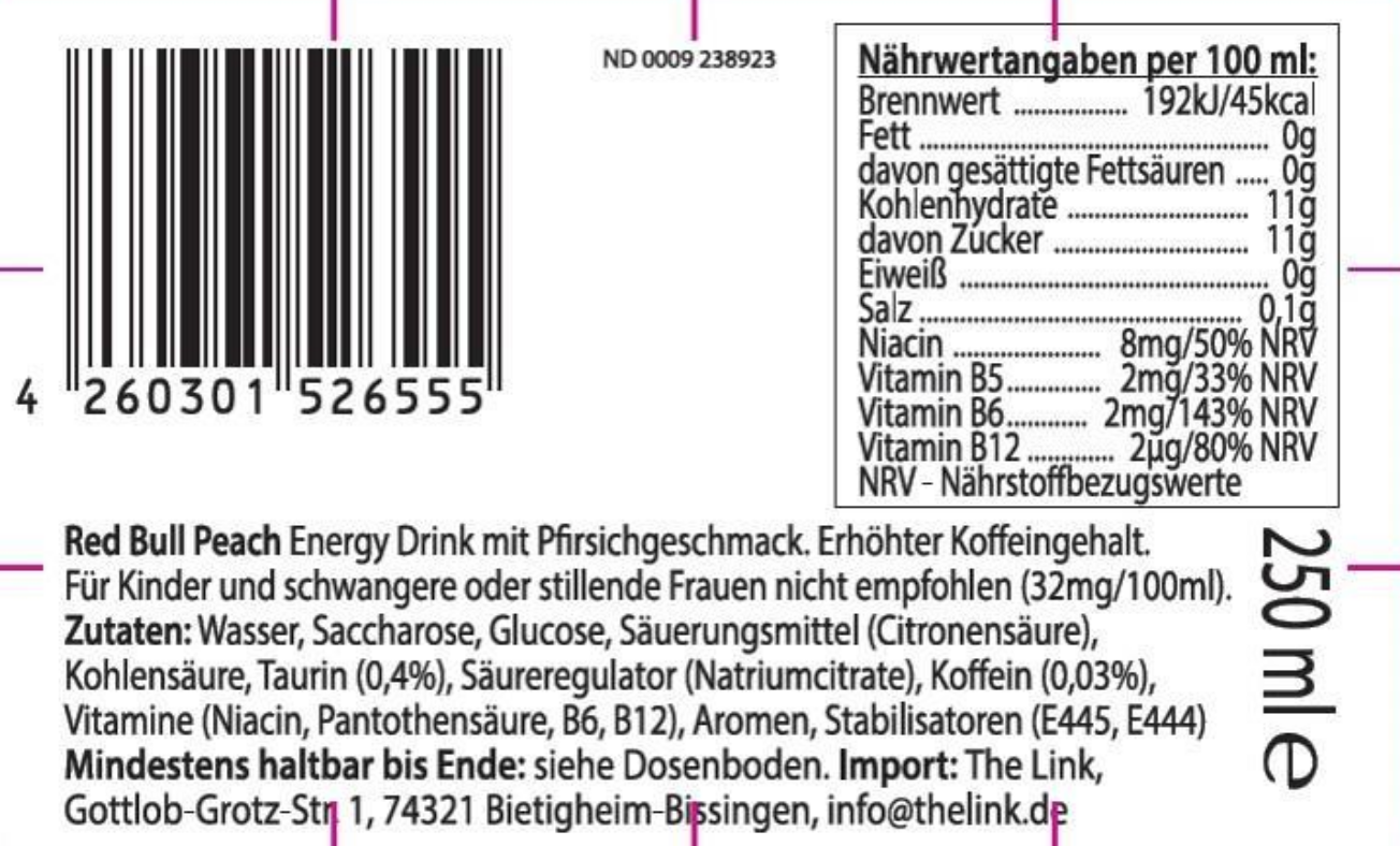 RED BULL 874255 Peach Edition Energy Drink, 1x 0.25 l online kaufen ...