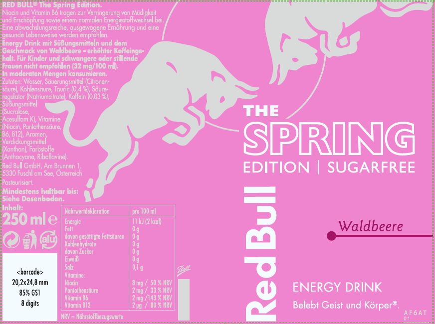 RED BULL 874135 Pink Edition Sugarfree Waldbeere, Energy Drink, 1x 0,25 ...