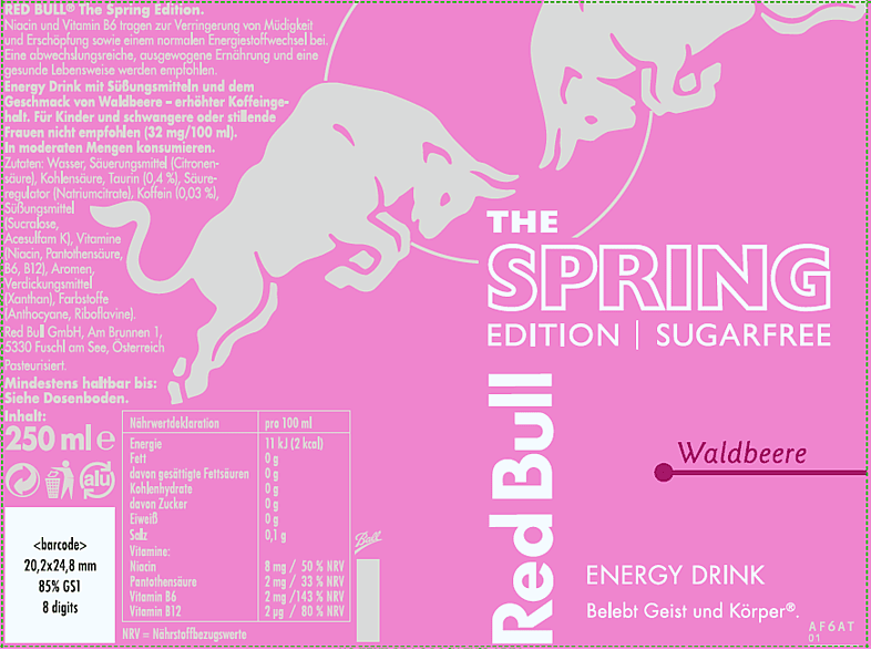 RED BULL 874135 Pink Edition Sugarfree Waldbeere, Energy Drink, 1x 0,25 ...