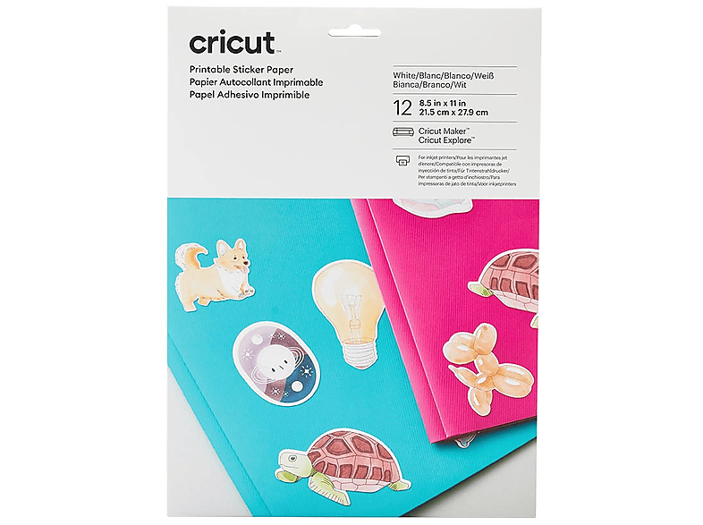 CRICUT Printable Sticker Paper 21.5 cm x 28 cm - 12 Sheets Consumables ...
