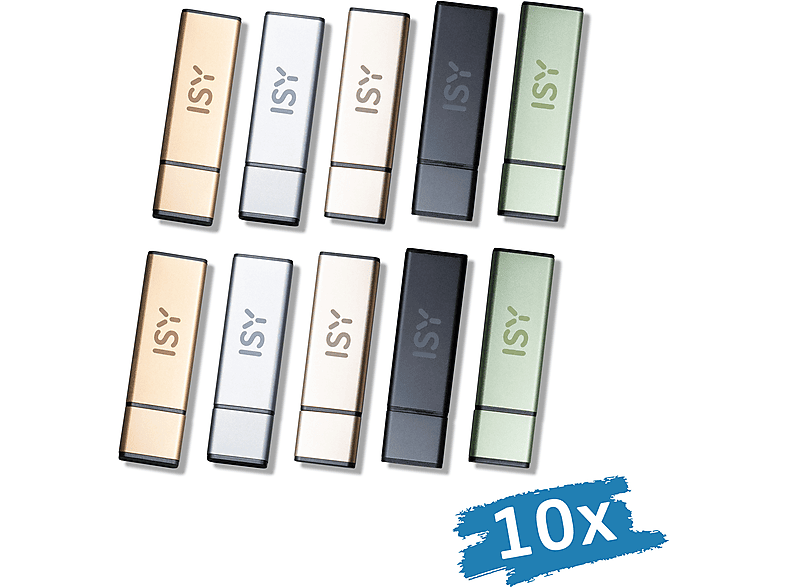 ISY IMU-2400-ALU-OO 10er Pack USB Stick, 64 GB, 12 MB/s, 5 ...