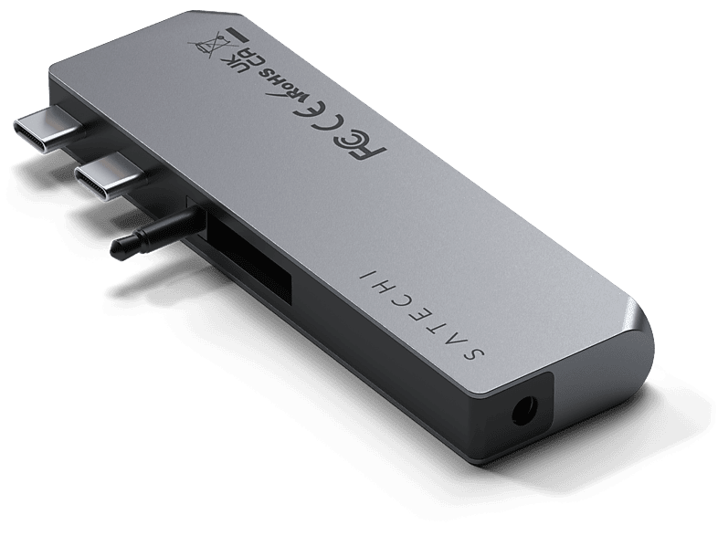SATECHI Pro Hub Mini, multiport adapter, 2x USB-A, 2x USB-C, LAN, 3,5mm jack, asztroszürke (ST ...