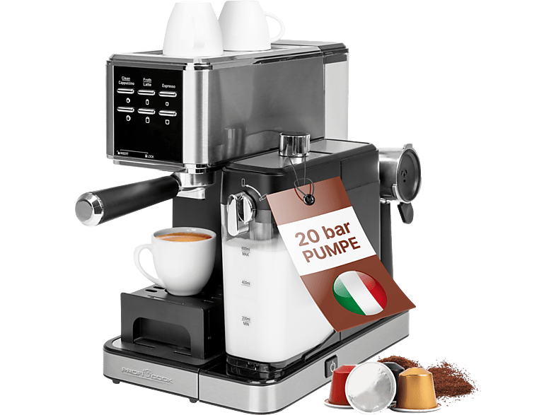 PROFI COOK PC-ES-KA 1266 Espressoautomat inkl. klassischem Siebträger ...