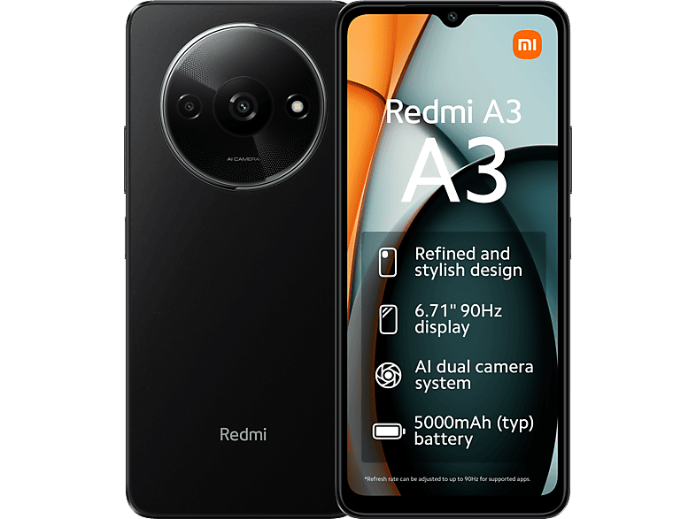 XIAOMI Redmi A3 | 64 GB Zwart smartphone | Binnen 30 min afhalen MediaMarkt