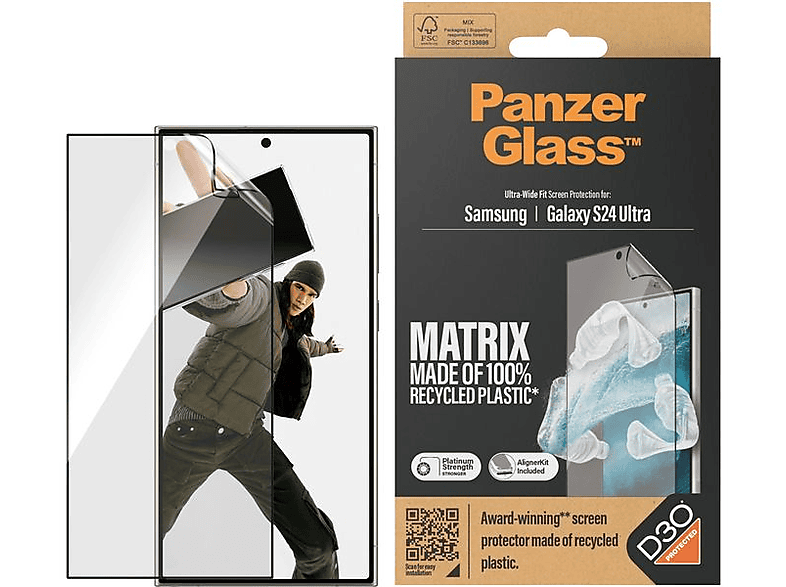 PANZERGLASS SGS24U ULTRA WIDE FIT D3O AB PET FILM | Vollständig klebend ...