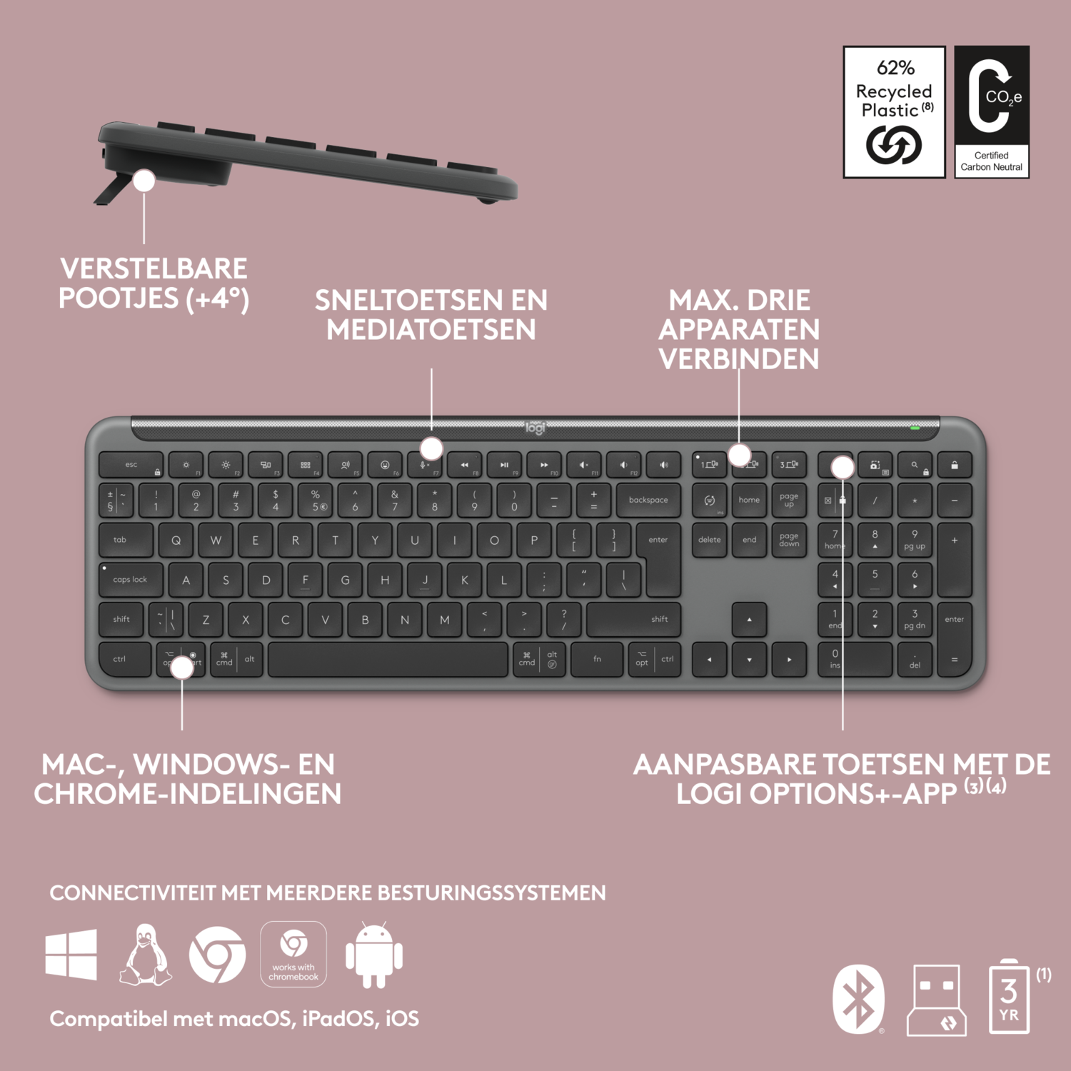 LOGITECH MK950 Signature Slim Draadloos Toetsenbord-en-muis-set Grijs ...